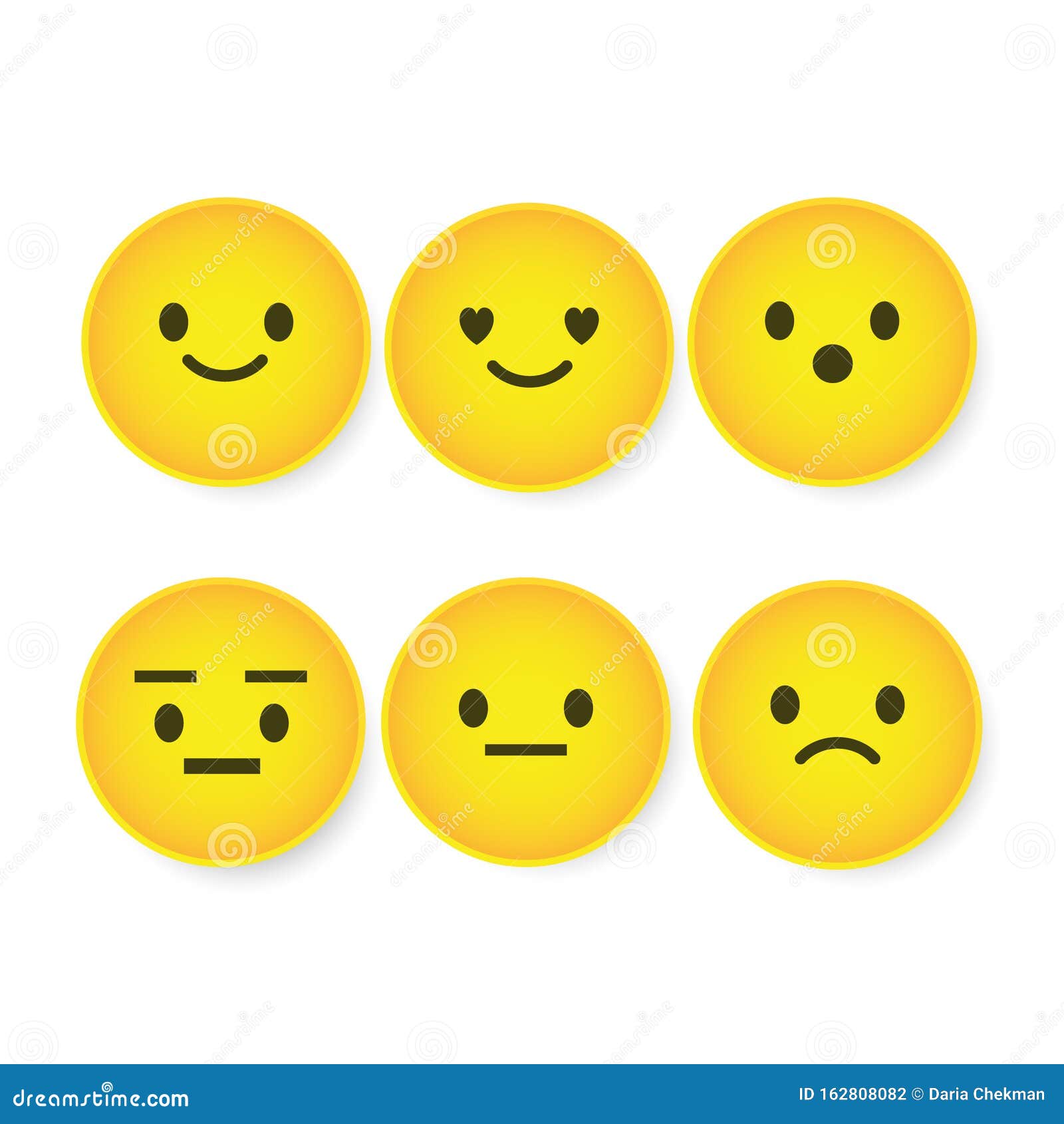 Een Set Leuke Smiley Emoticons, Emoji Flat Design, Vectorillustratie ...