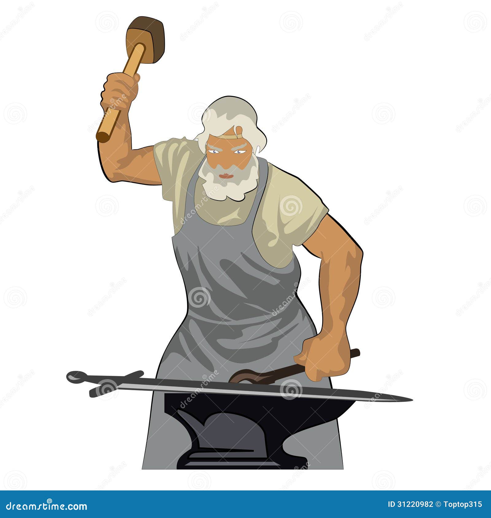 Een smid smeedt zwaard vector illustratie. Illustration of beeld - 31220982