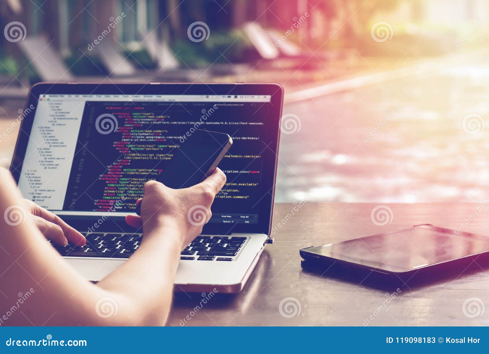 Een Stuk Van De Programmering Van Code in Winde Met Onduidelijk ...