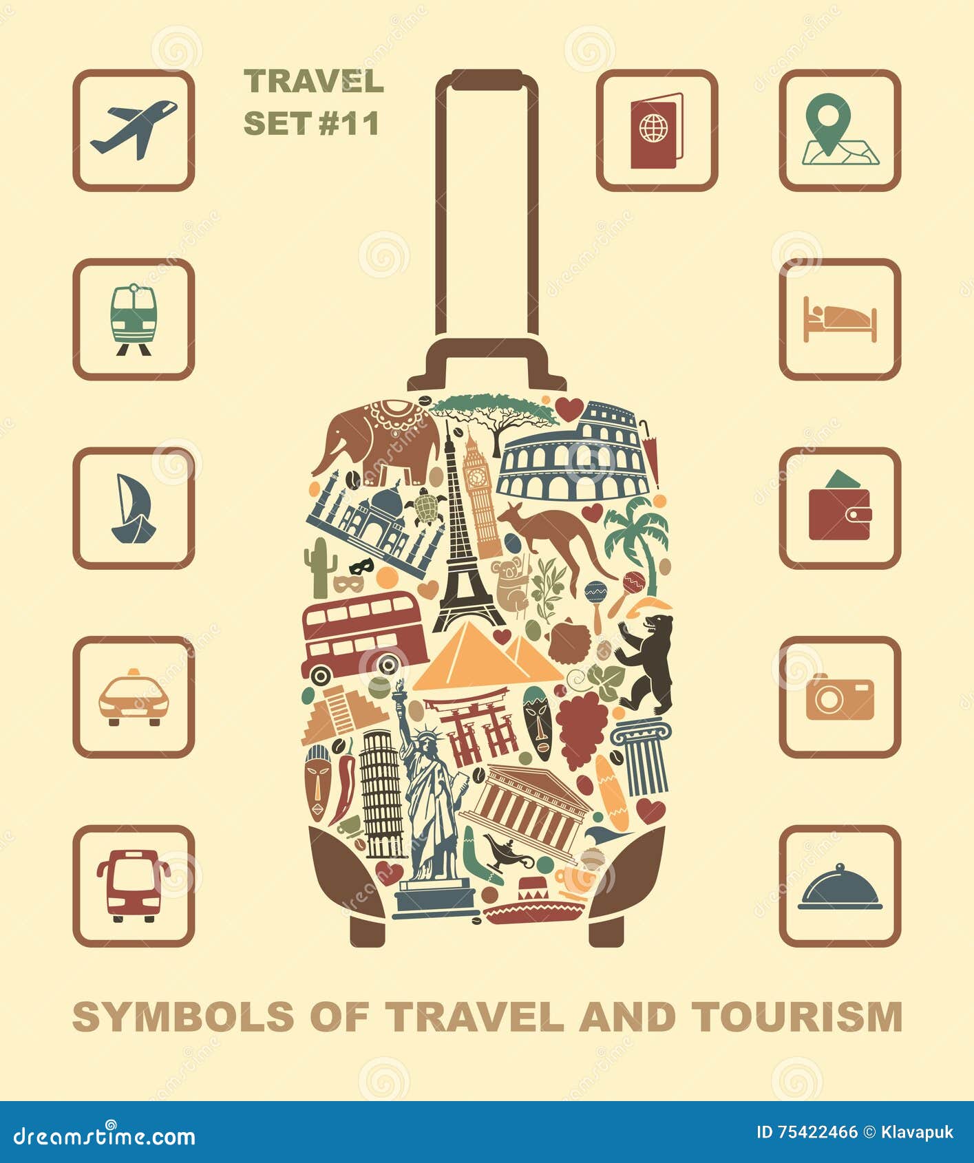 Een Symbool Van Toerisme En Reis Vector Illustratie - Illustration of ...