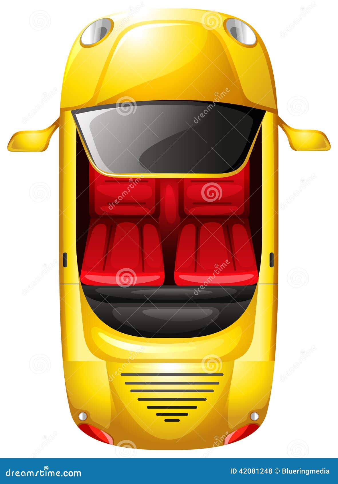 Een Topview Van Een Gele Auto Vector Illustratie - Illustration of ...