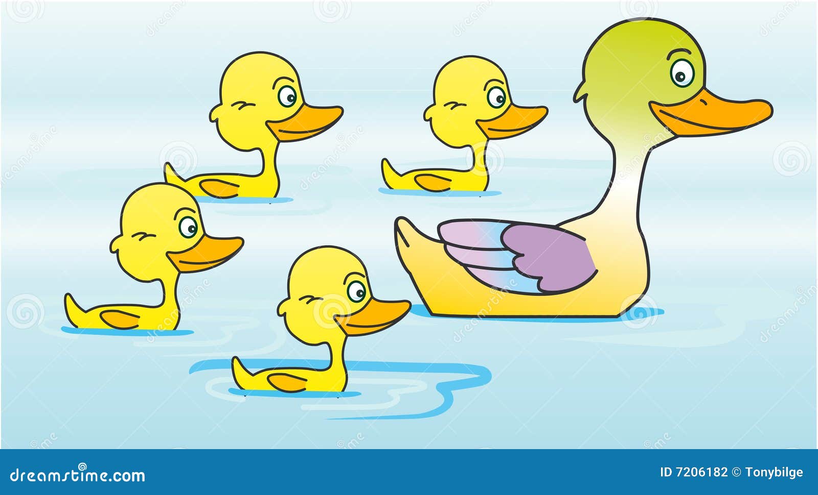 Eend en eendjes vector illustratie. Illustration of zwevend - 7206182