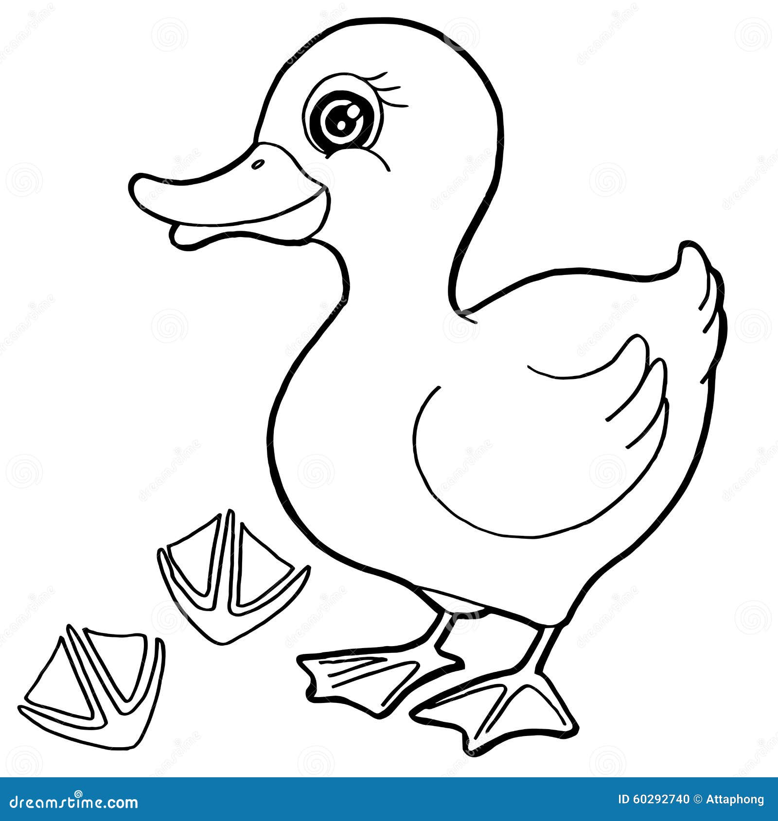 Eend Met Pootdruk Het Kleuren Pagina'svector Vector Illustratie ...