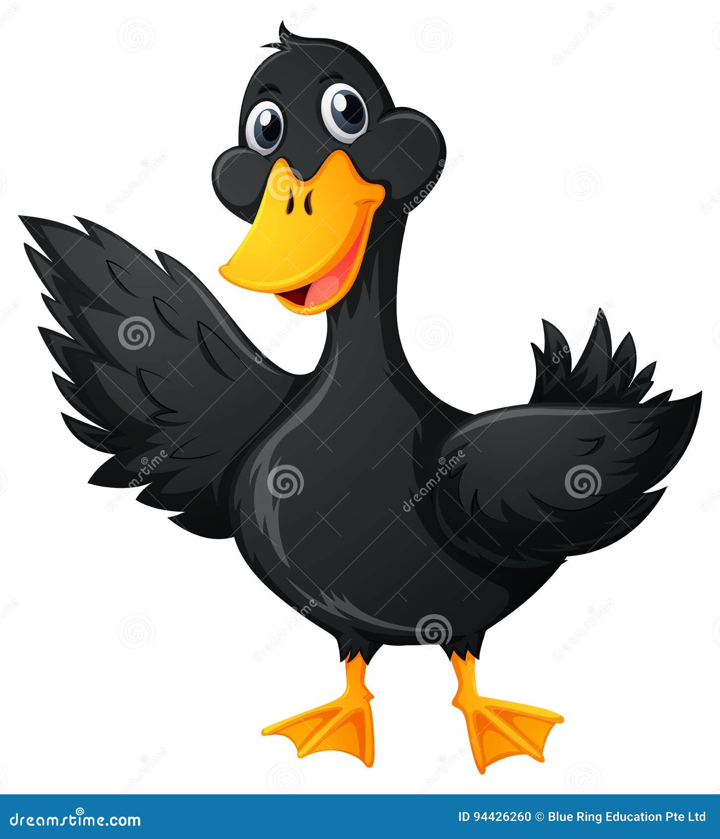 Eend met zwarte veer vector illustratie. Illustration of voorwerp ...