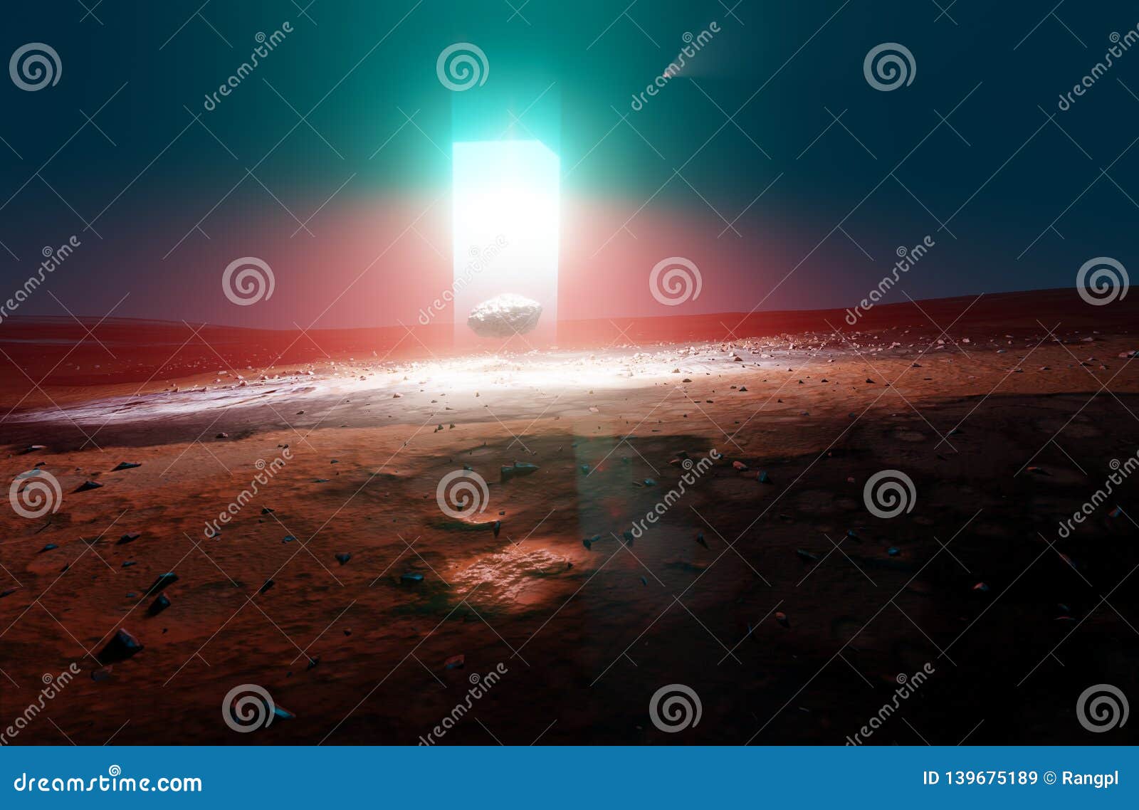 New Energy Source Light Beam on Mars Stock Illustration - Illustration ...