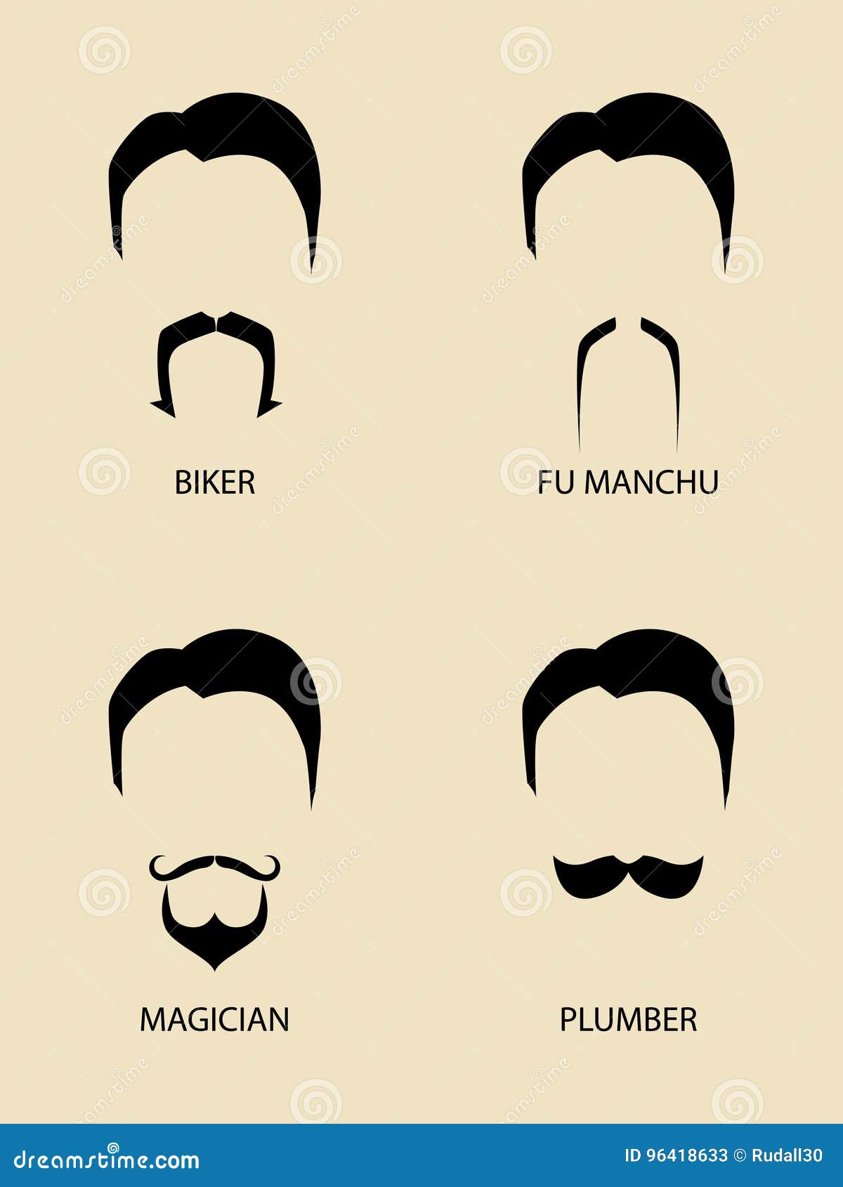 Eenvoudige Grafisch Van Types Van Mensen De Gezichtshaar Vector ...