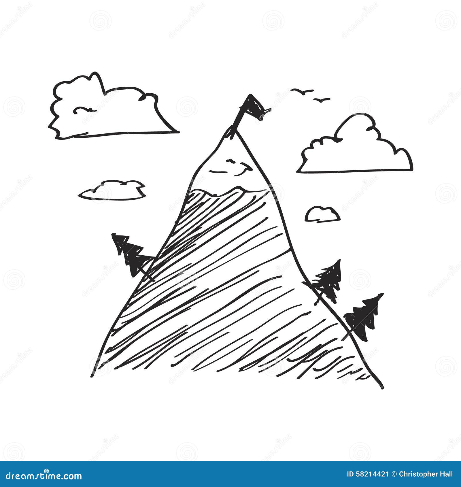 Eenvoudige Krabbel Van Een Berg Vector Illustratie - Illustration of ...