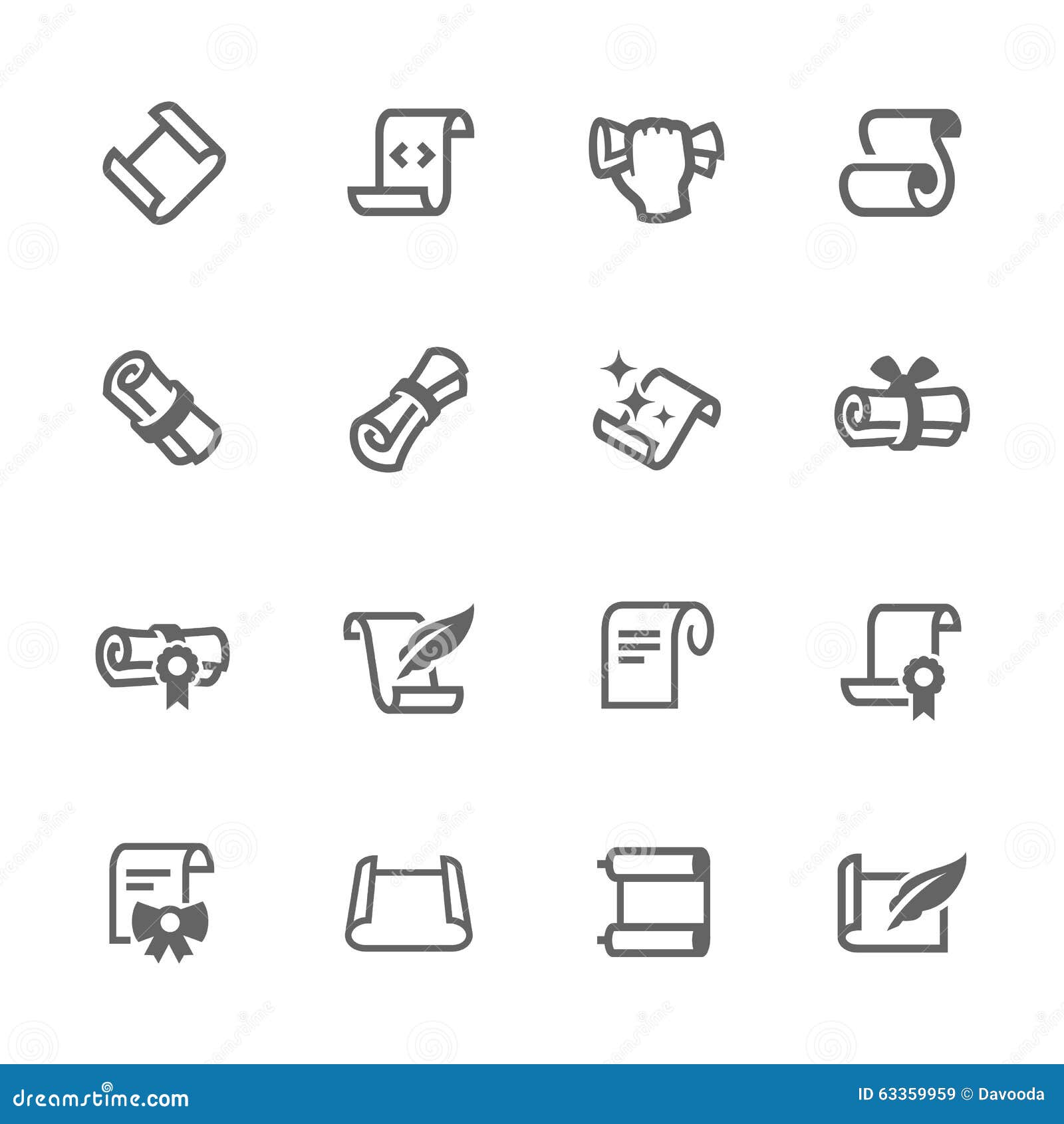 Eenvoudige Rollen En Documenten Pictogrammen Vector Illustratie ...