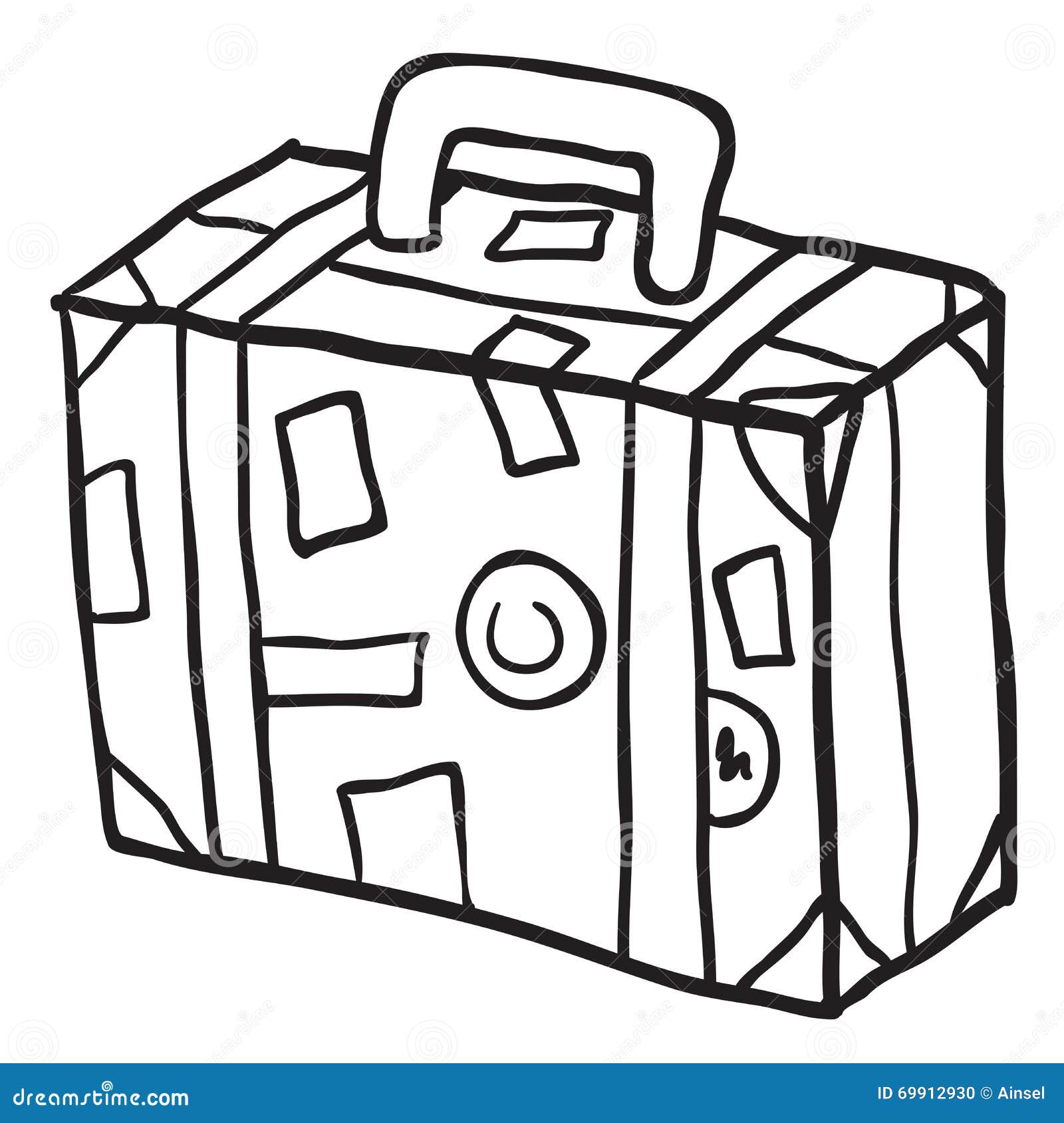 Eenvoudige Zwart-witte Reiskoffer Vector Illustratie - Illustration of ...