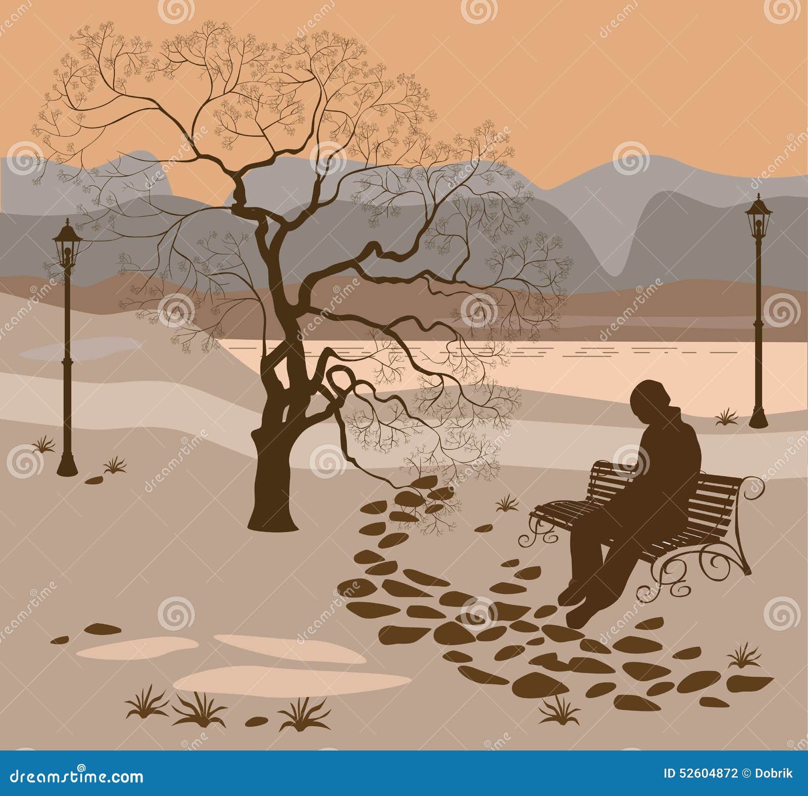 Eenzaamheid, Een Gang Bij De Parkman Vector Illustratie - Illustration ...