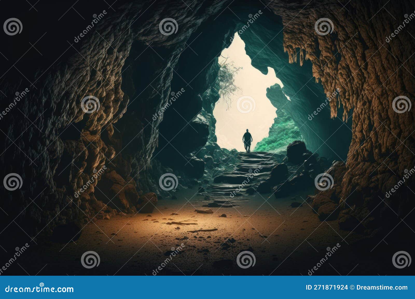 Eerie Cave Passage. Terrifying Corridor With Cave Like Texture Stock ...