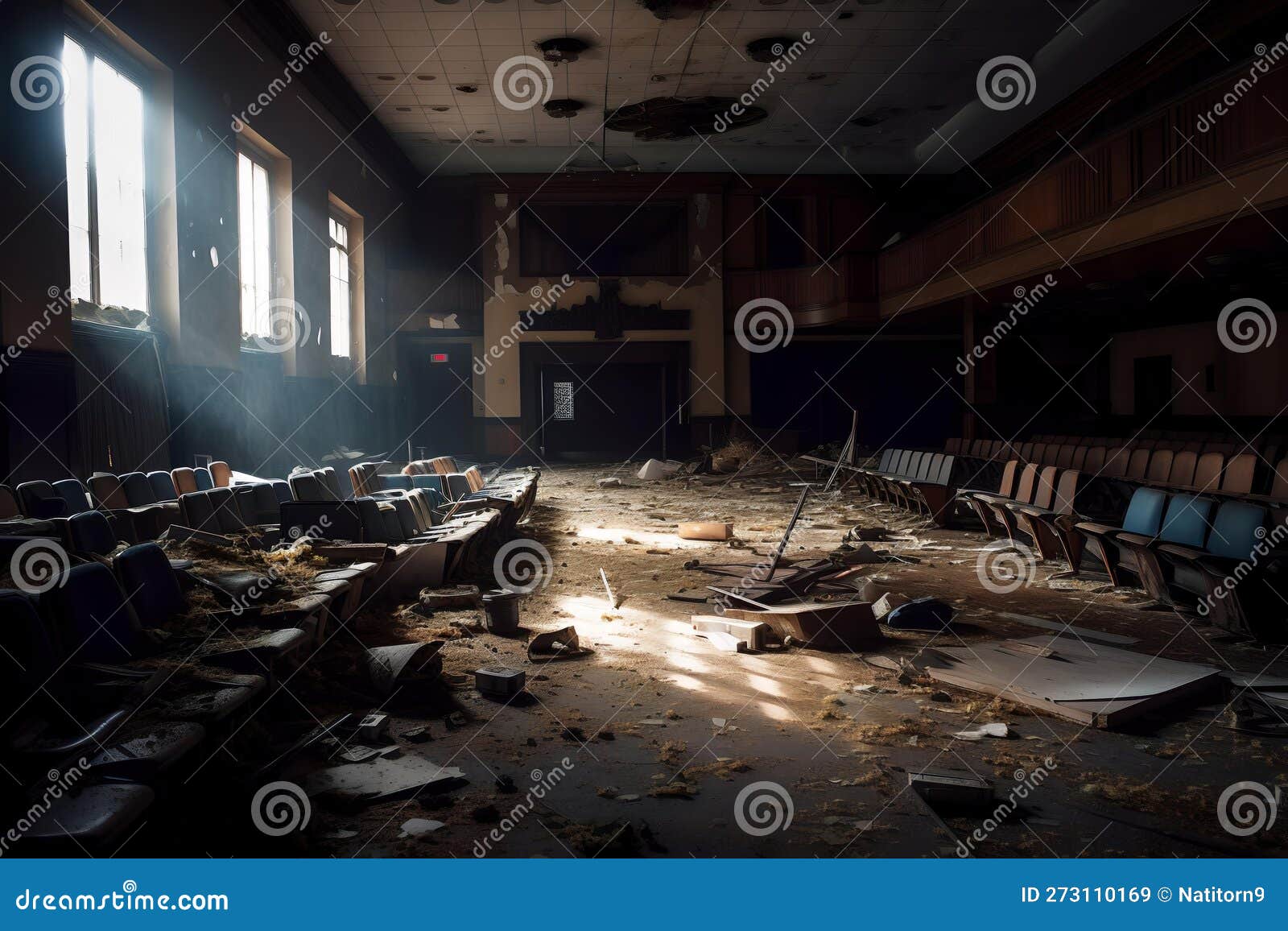 Abandoned Conference Hall (AI Generated) Stock Illustration ...