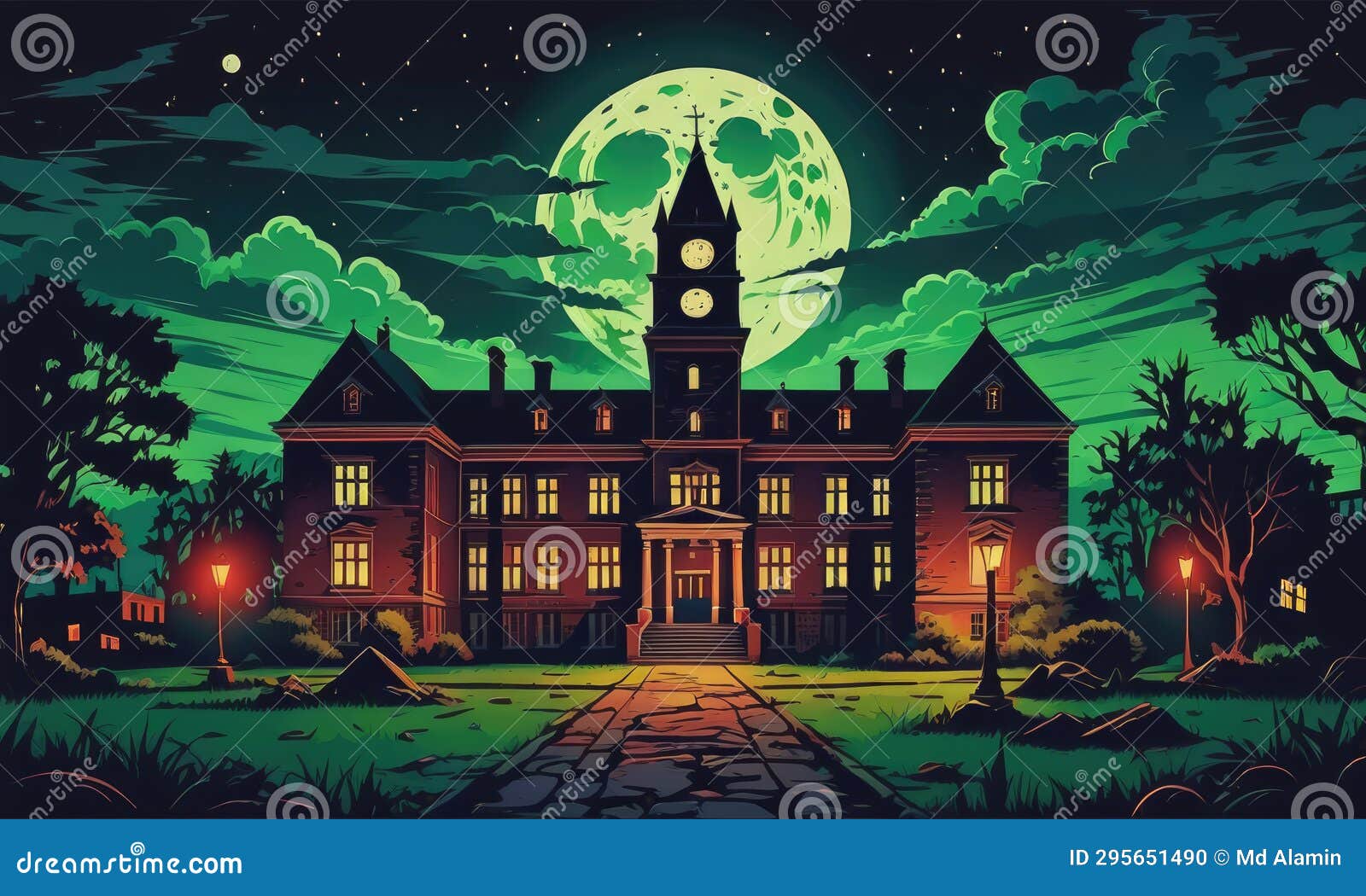 An Eerie Night Glimpse of a Post-Zombie Apocalypse University Grounds ...