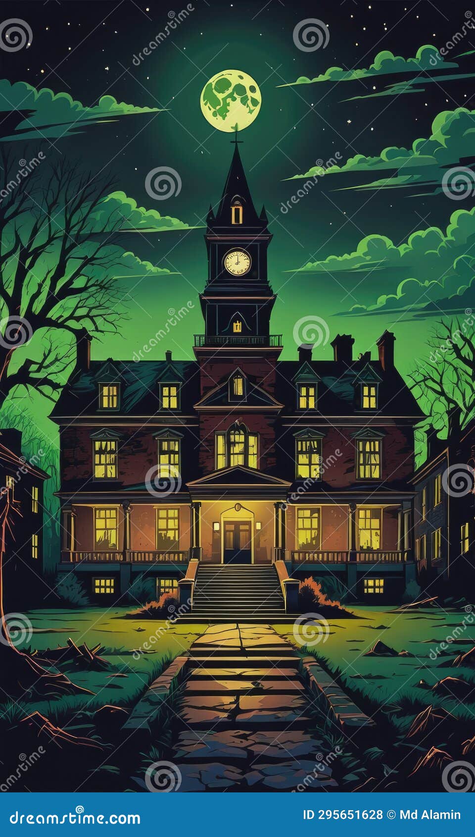 An Eerie Night Glimpse of a Post-Zombie Apocalypse University Grounds ...