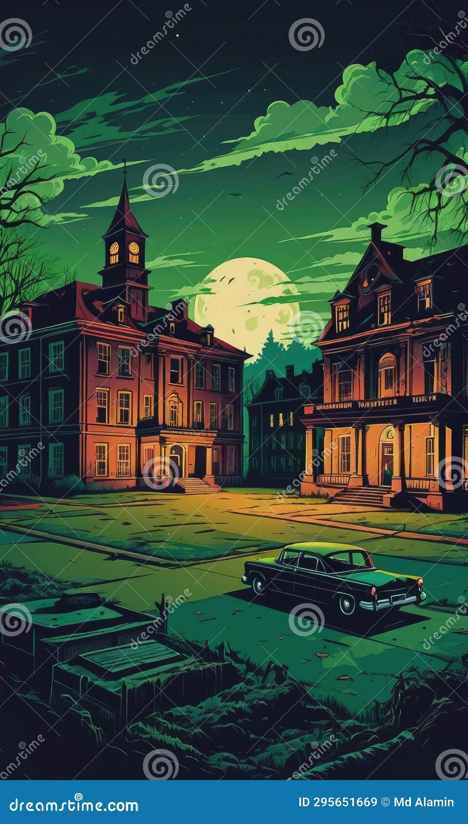 An Eerie Night Glimpse of a Post-Zombie Apocalypse University Grounds ...