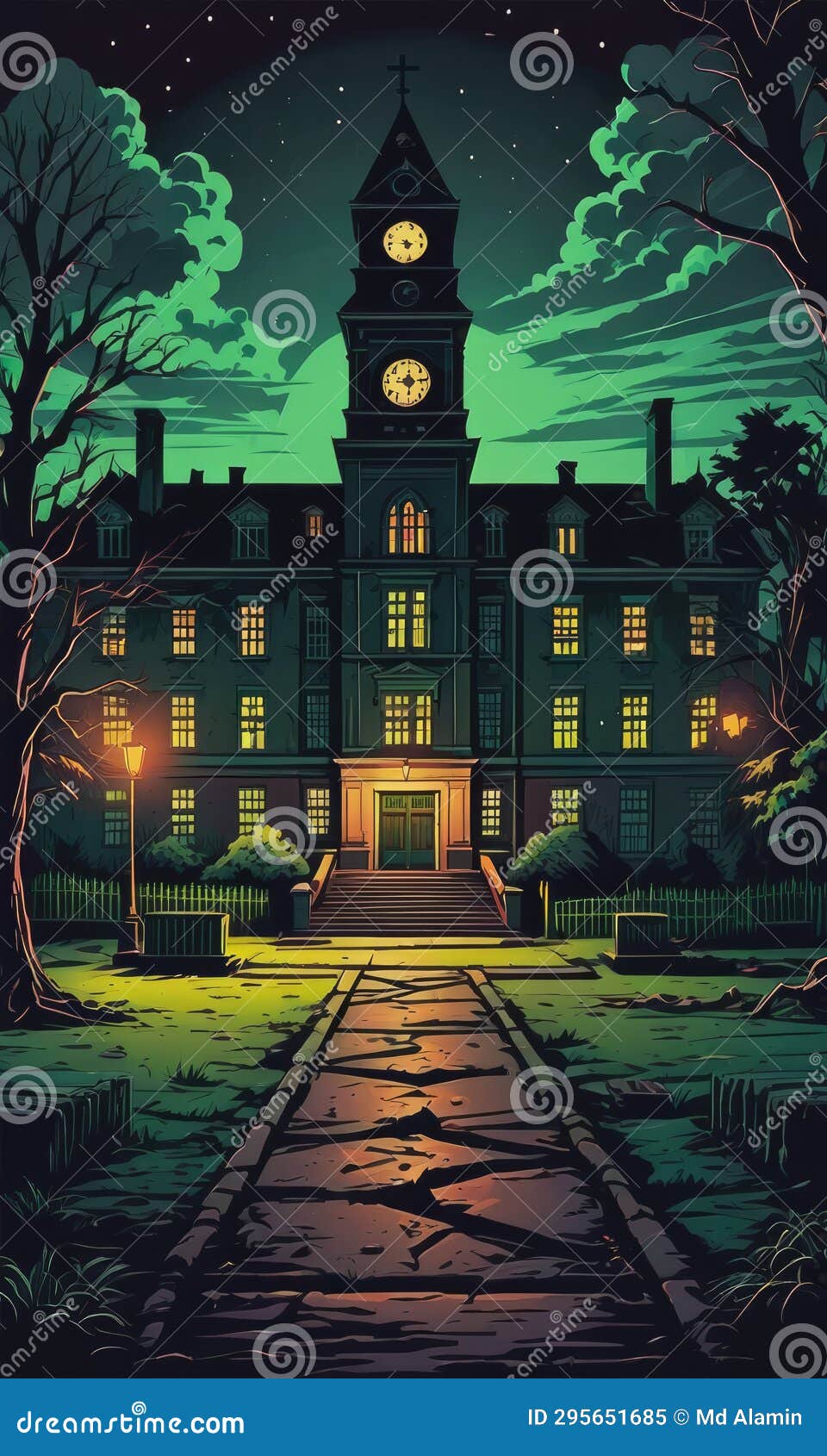 An Eerie Night Glimpse of a Post-Zombie Apocalypse University Grounds ...