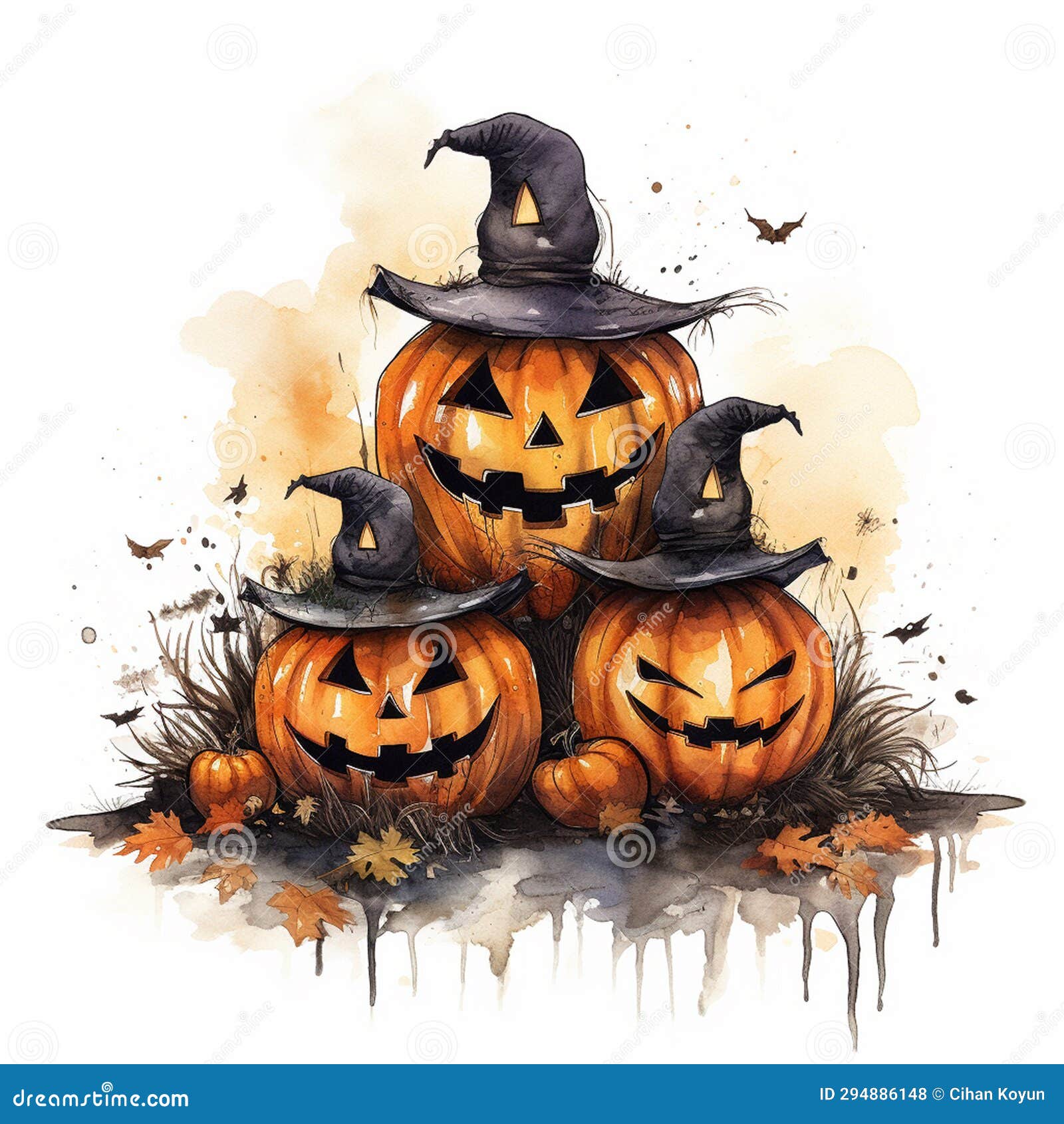 Eerie pumpkin scene stock illustration. Illustration of sweet - 294886148