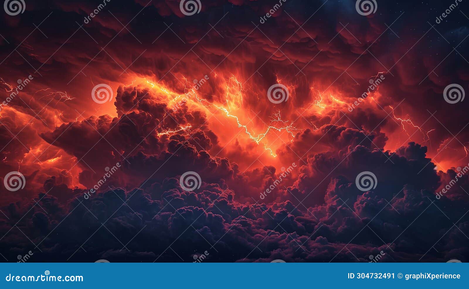 Eerie Red Sprites Above Dark Storm Clouds Stock Illustration ...