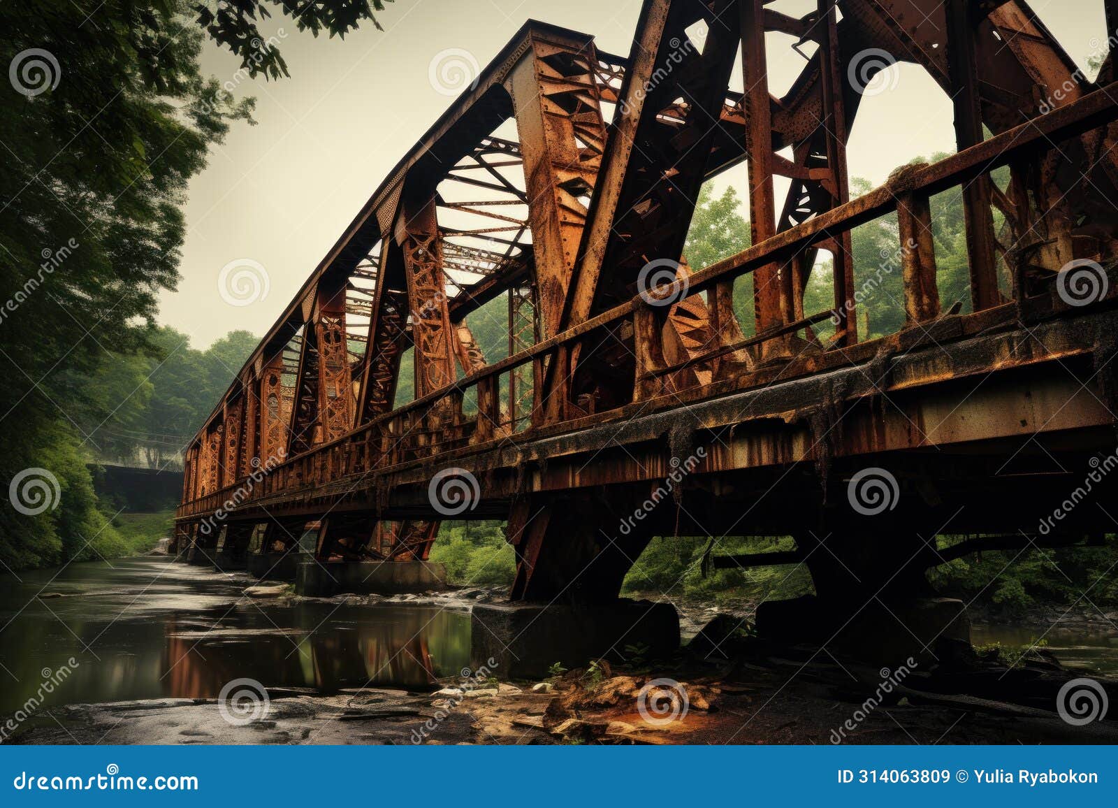 Rusty Bridge At Sunset: A Realistic Portrayal Of Light And Shadow ...