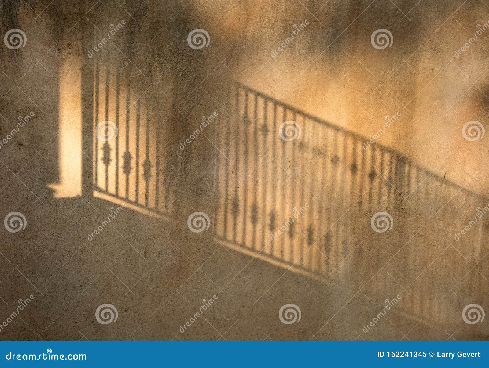 Iron Railing Shadow on Stucco Wall Stock Image - Image of brick ...