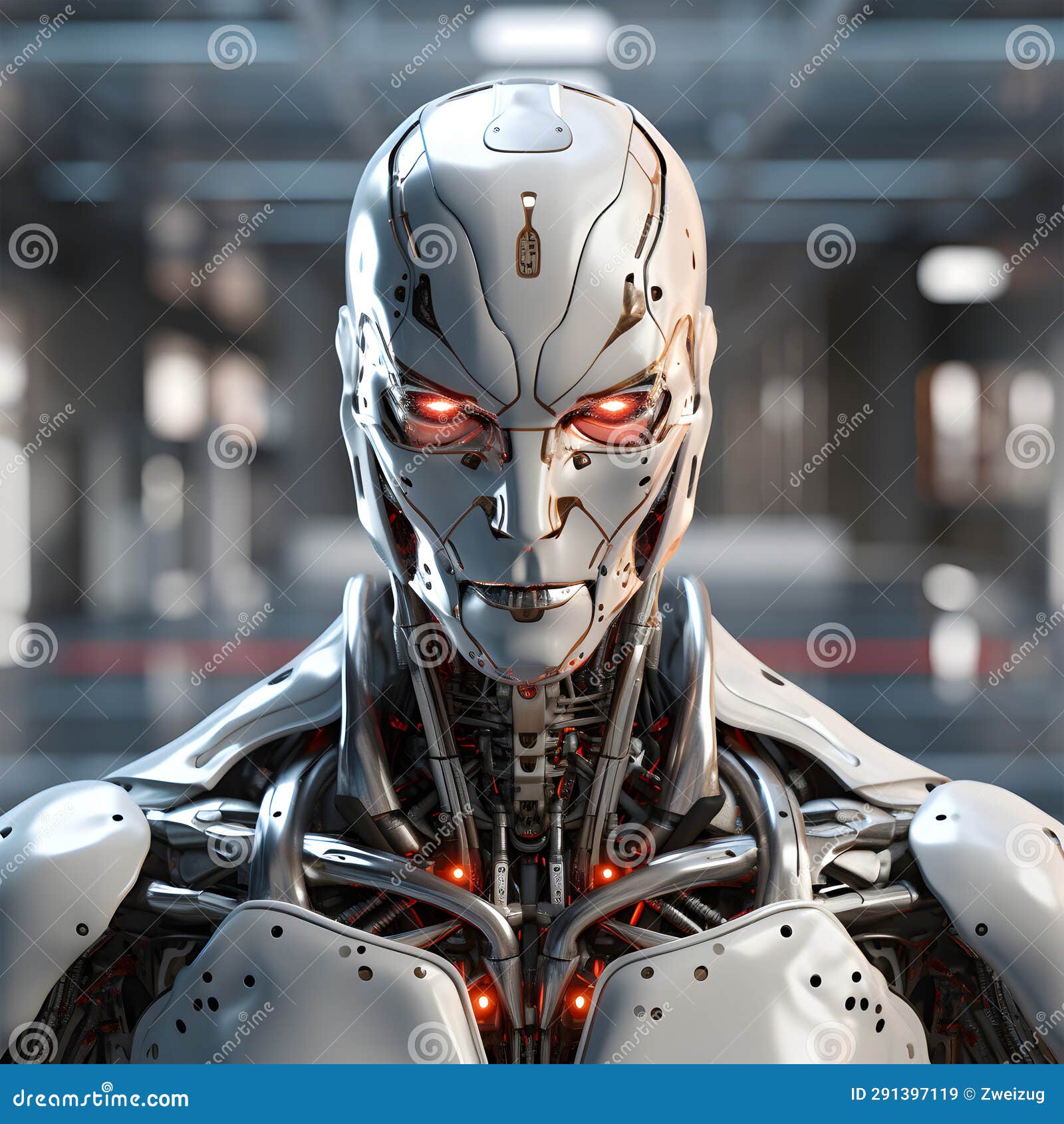 Terminator-like AI Artificial Intelligence Robot Android Looking into ...
