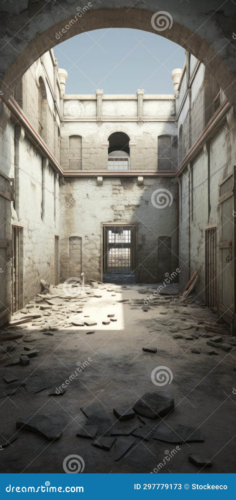 Eerily Realistic Abandoned Prison Interior 3d Model Stock Illustration ...
