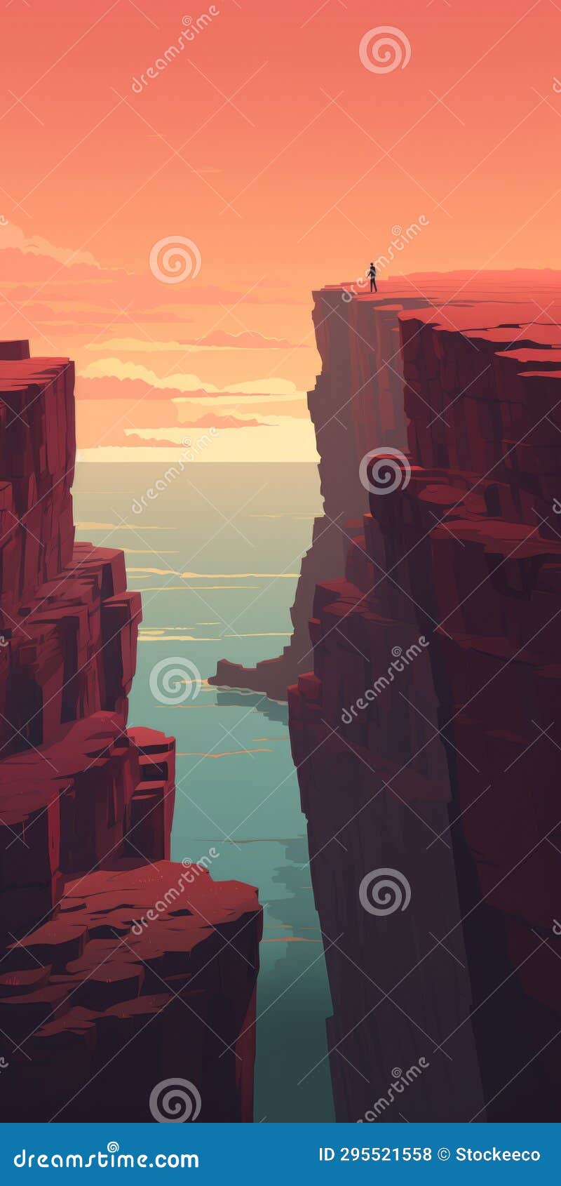 Eerily Realistic Cliff Masterpiece in Light Crimson and Cyan Pixelart ...