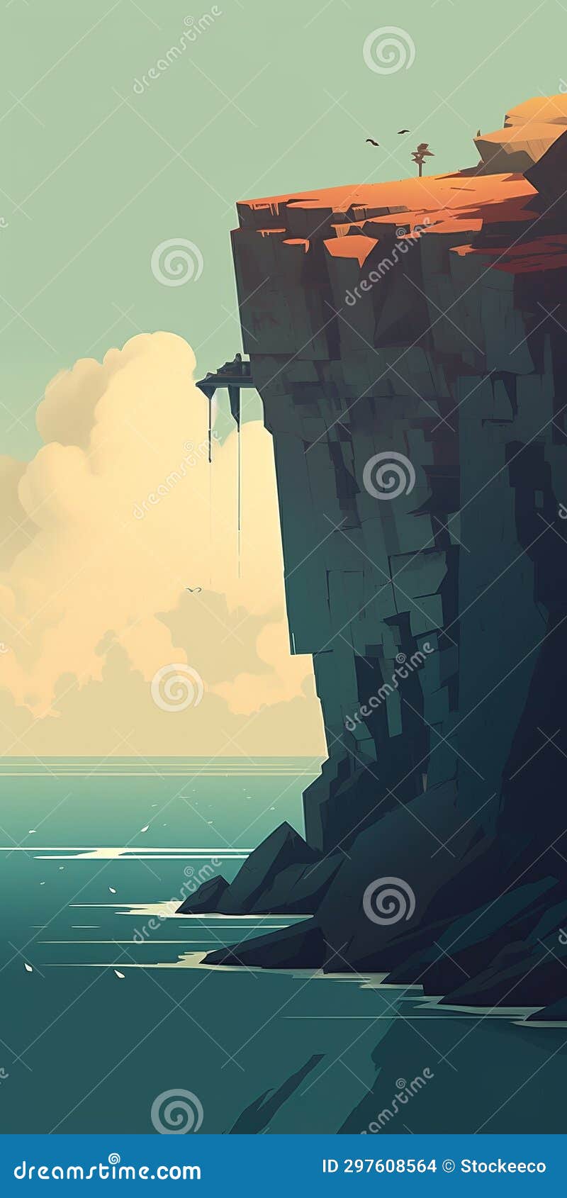 Eerily Realistic Cliff Masterpiece in Pixelart Style Stock Illustration ...