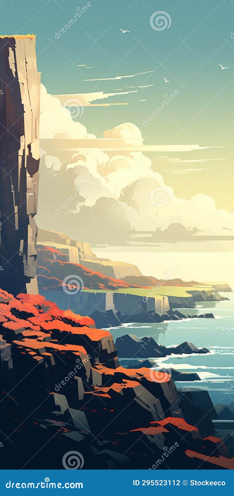 Eerily Realistic Cliff Masterpiece with Warm Color Palette Stock ...