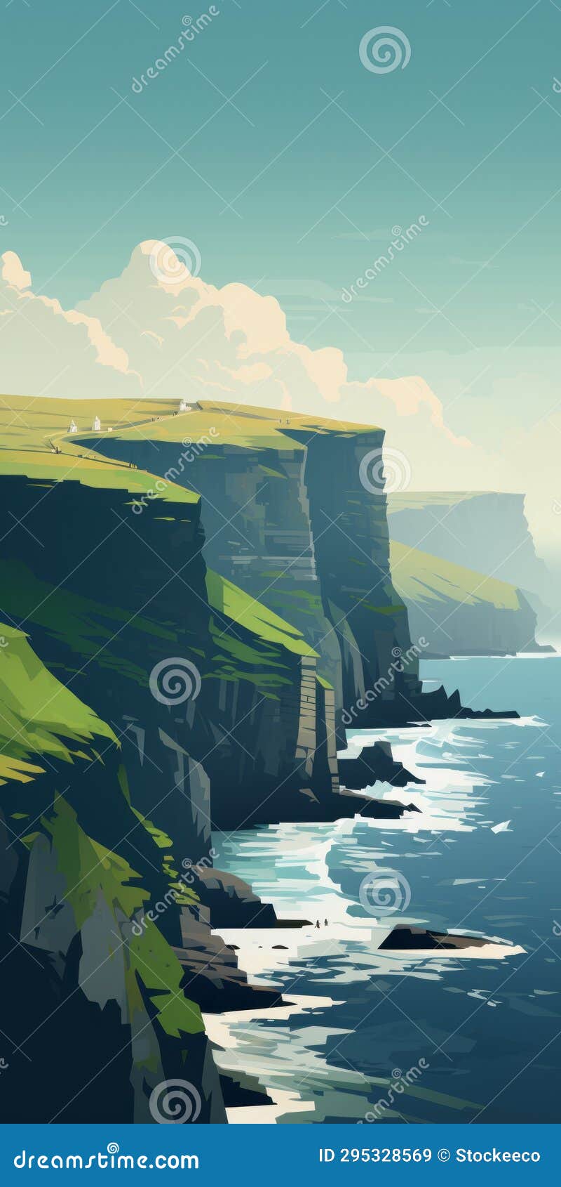Eerily Realistic Cliffs of Moher Coastal Walk Illustration Stock ...