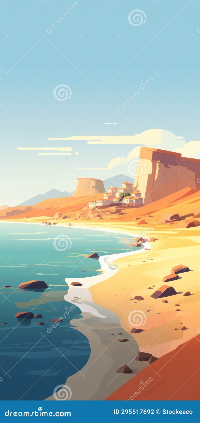 Eerily Realistic Desert Masterpiece: a Beach Village in Soft Gradients ...
