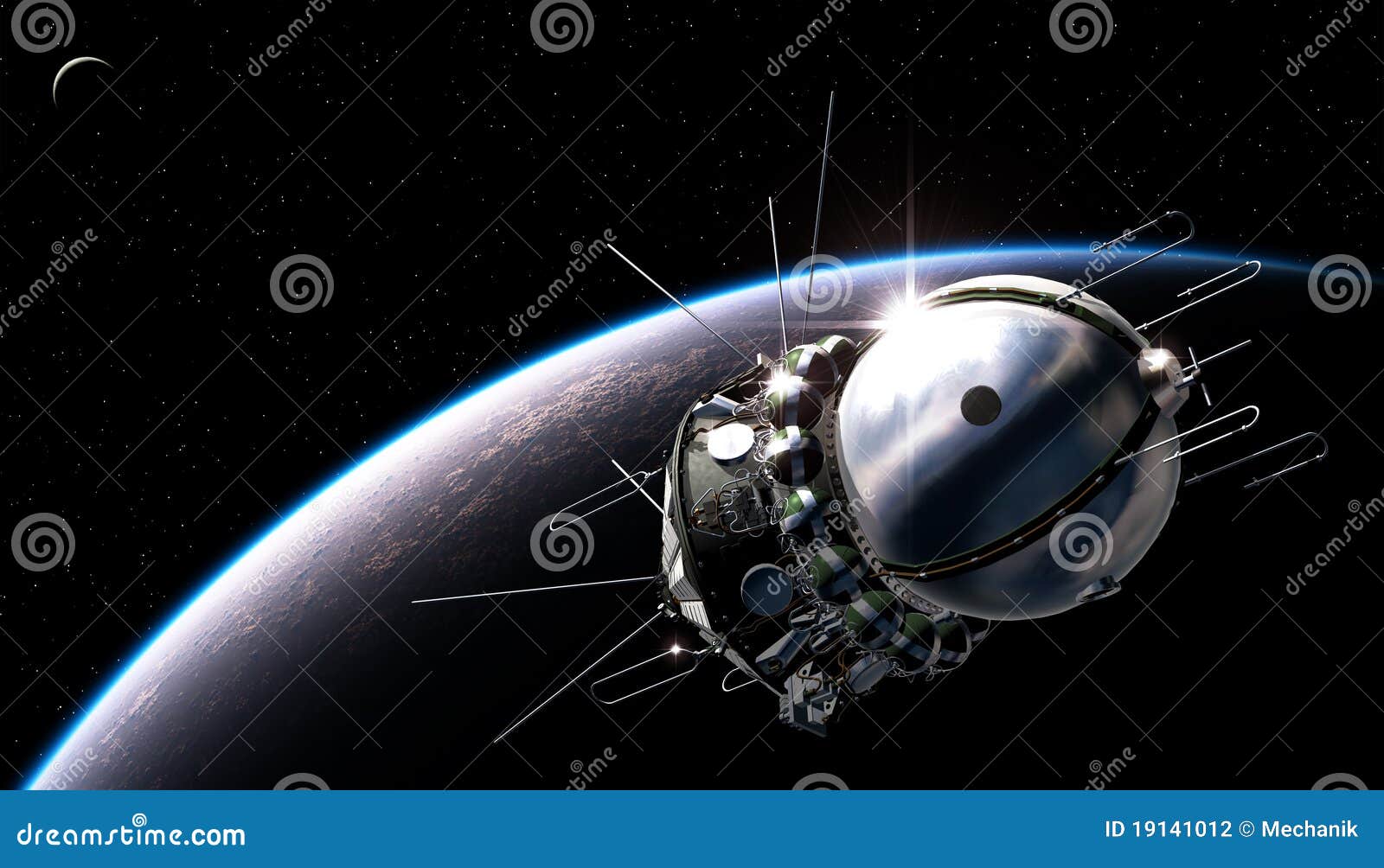 Eerste Ruimteschip Op De Baan Stock Illustratie - Illustration of ...