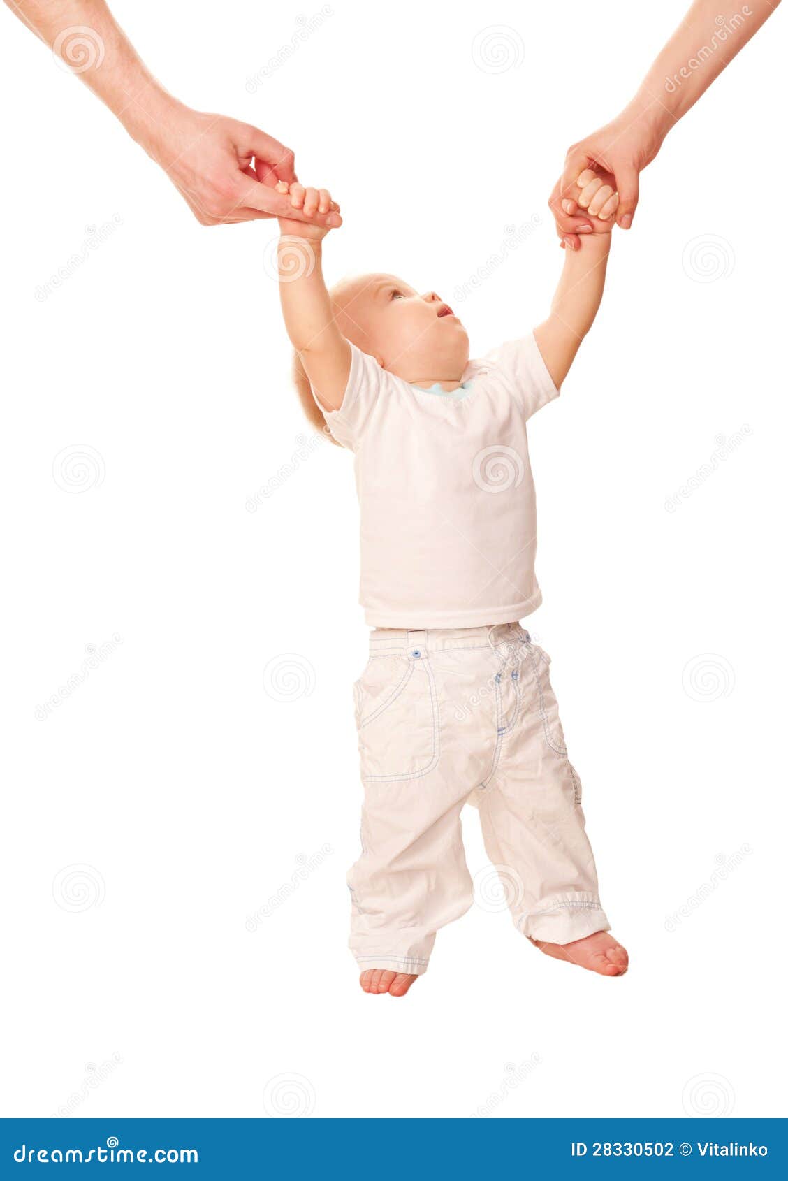 Eerste Stappen. Baby Die Leren Te Lopen Stock Foto - Image of vreugde ...