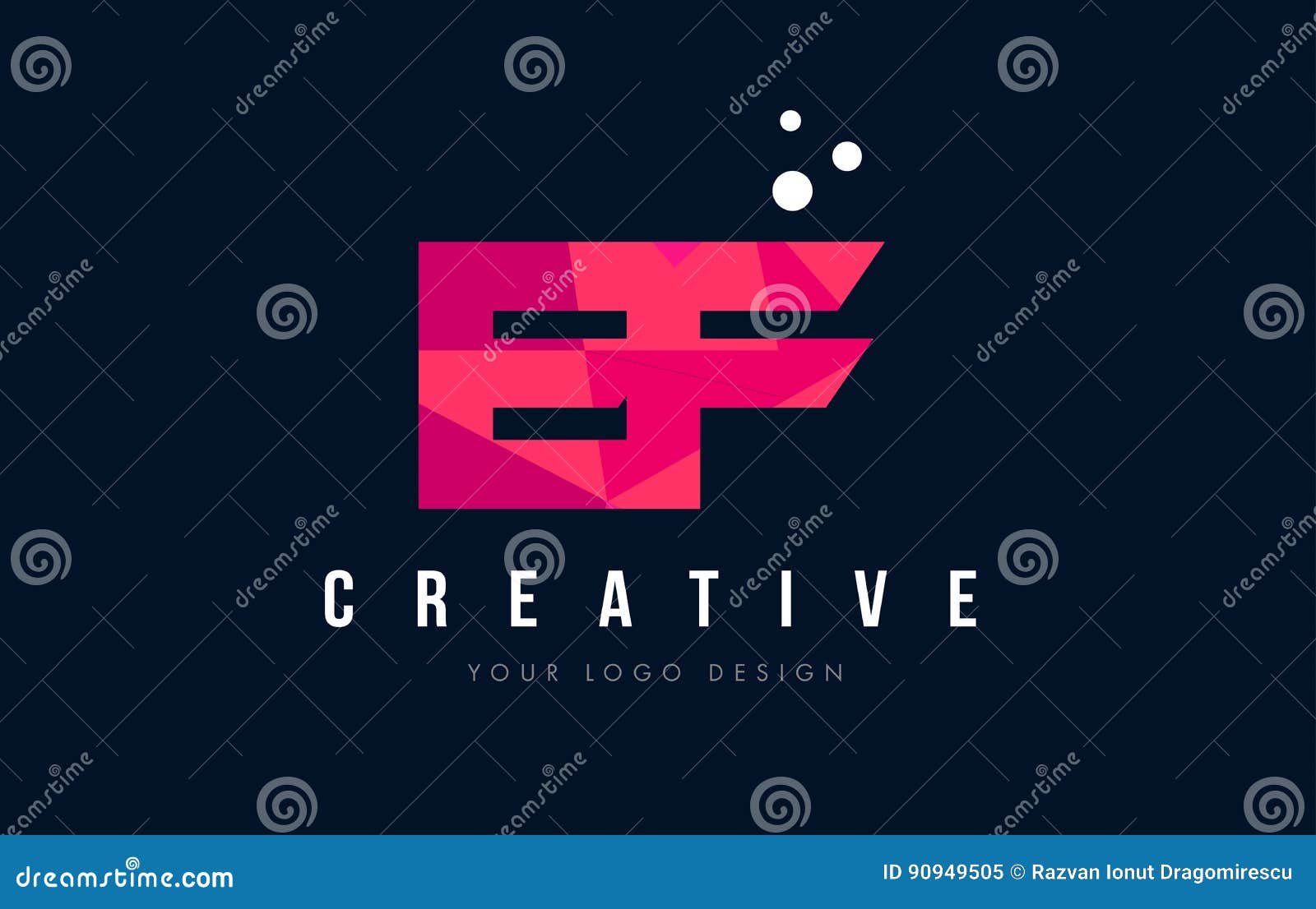 EF E F Letter Logo with Purple Low Poly Pink Triangles Concept Stock ...