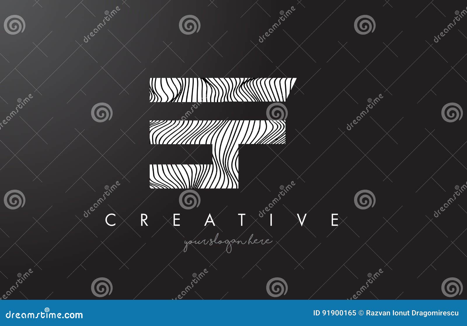 EF E F Letter Logo with Zebra Lines Texture Design Vector. Stock Vector ...