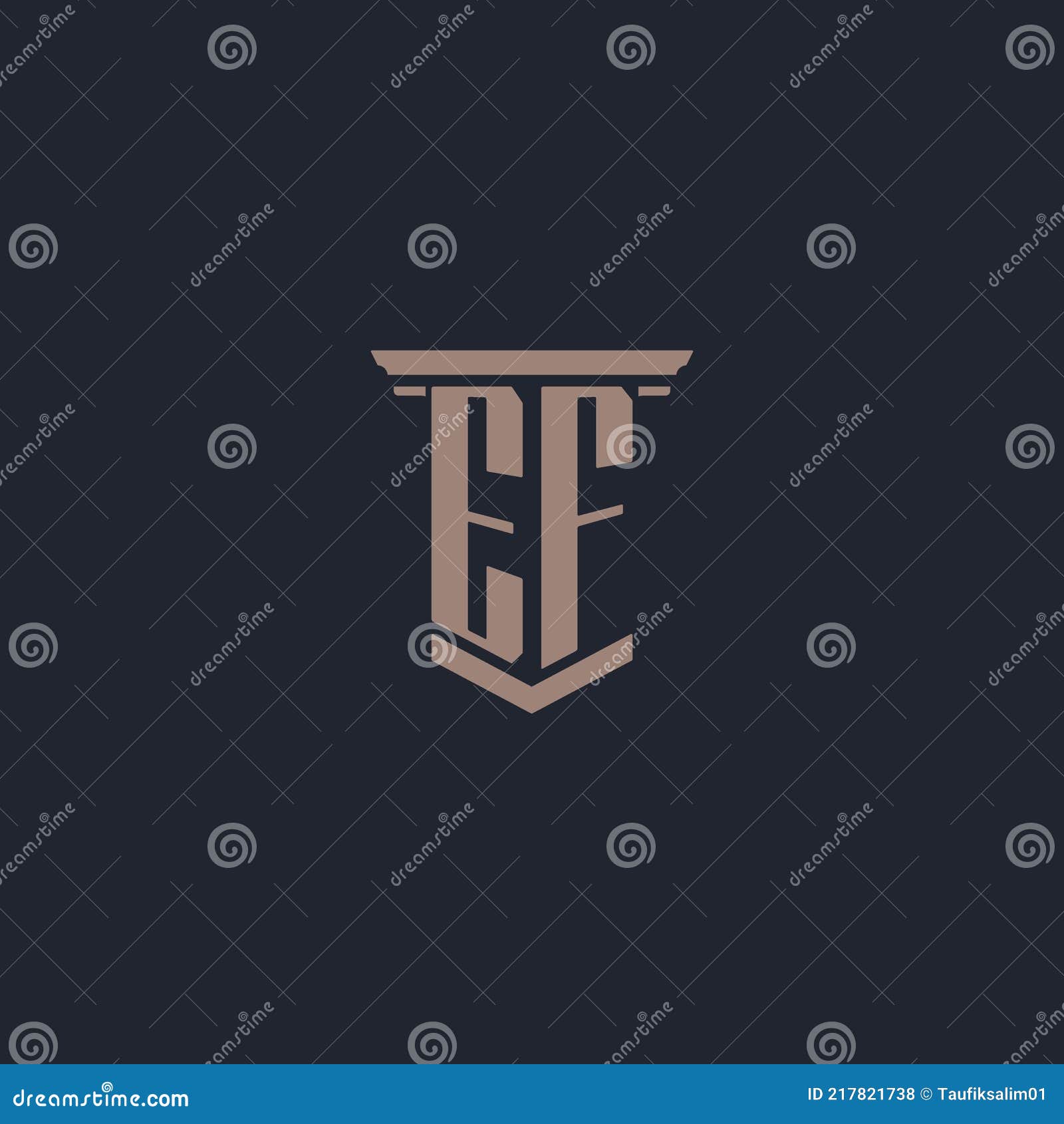EF Initial Monogram Logo with Pillar Style Design Stock Vector ...