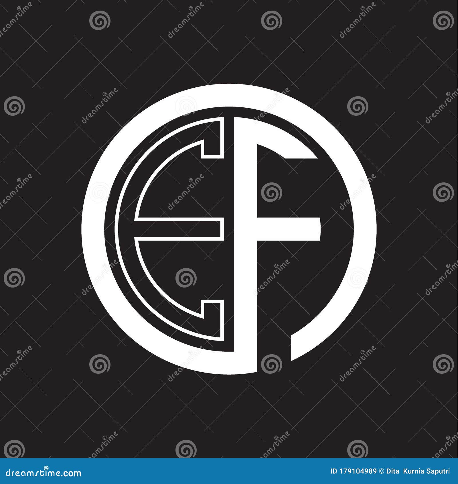 EF Logo with Circle Rounded Negative Space Design Template Stock Vector ...