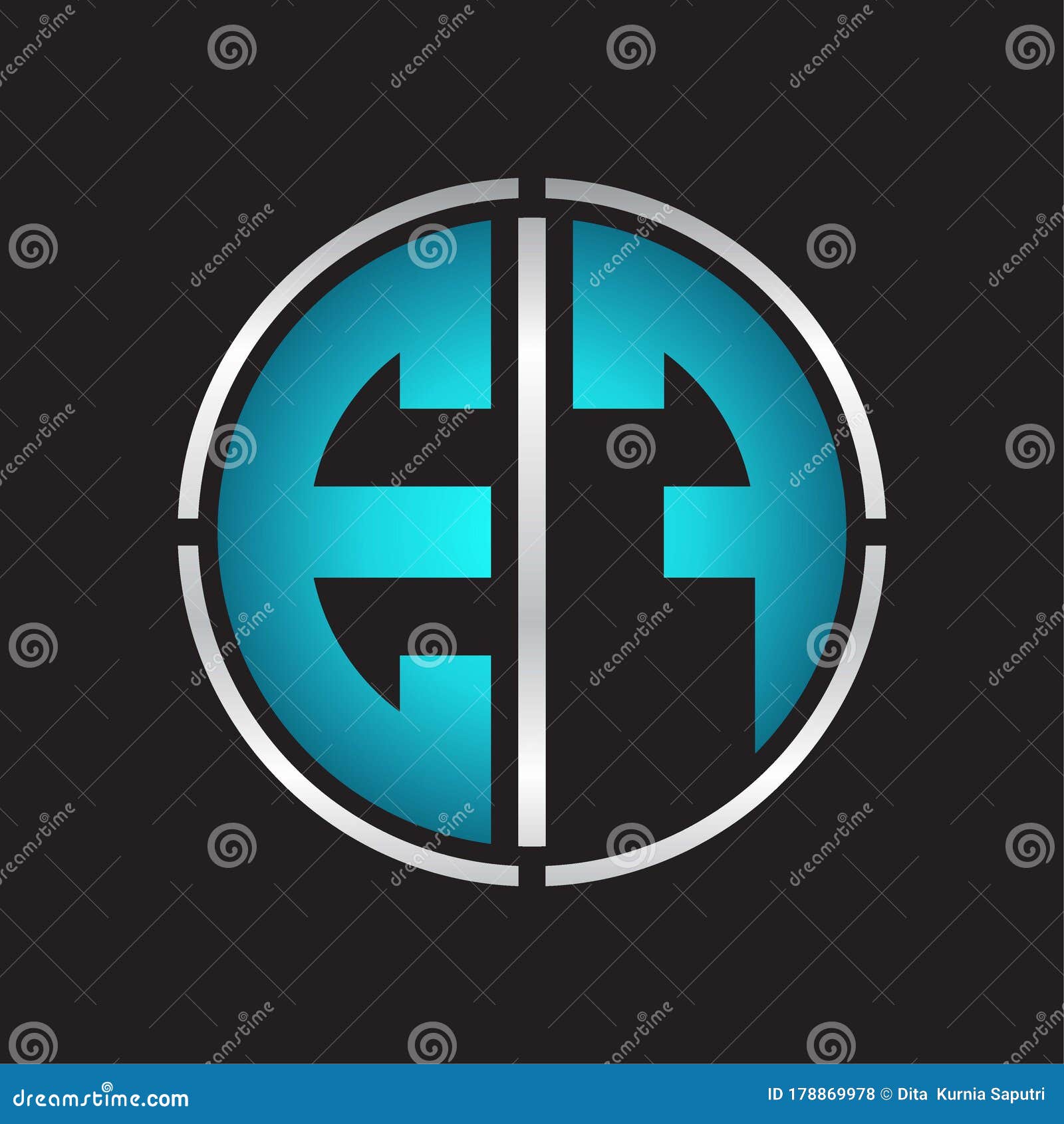 EF Logo Initial with Circle Line Cut Design Template on Blue Colors ...