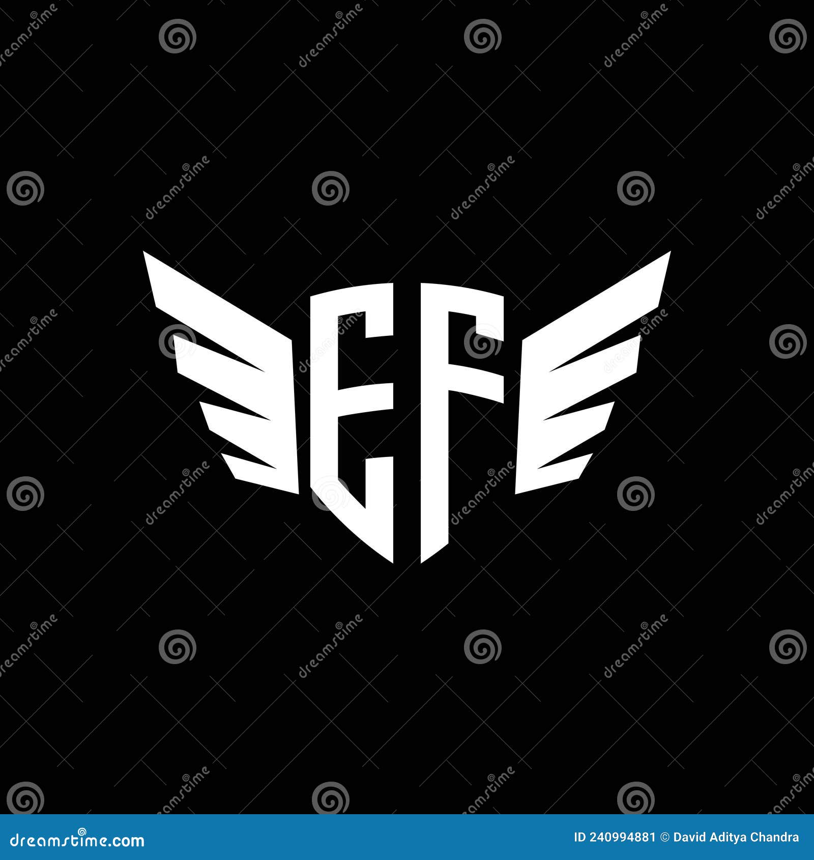 EF Monogram Wing Shape Style Stock Vector - Illustration of black, logo ...