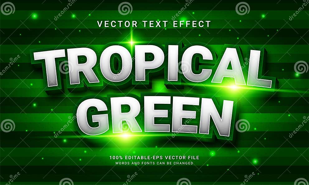 Efecto De Estilo De Texto 3d Verde Tropical De Color Verde Ilustración ...