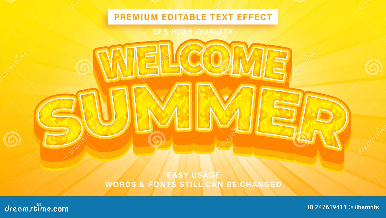 Efecto De Texto Editable Bienvenido Verano Ilustración del Vector ...