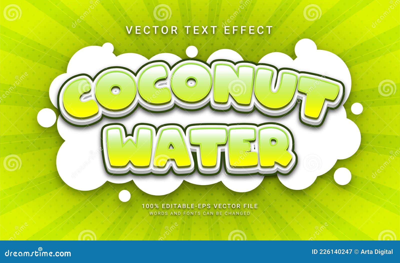 Efecto De Texto Editable En Agua De Coco Con Tema De Frutas Tropicales ...