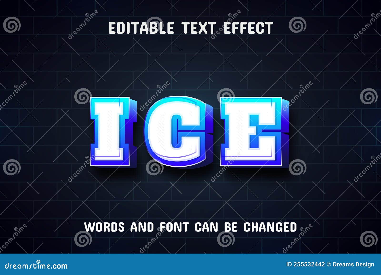 Efecto De Texto Editable De Hielo Ilustración del Vector - Ilustración de editable, insignia ...