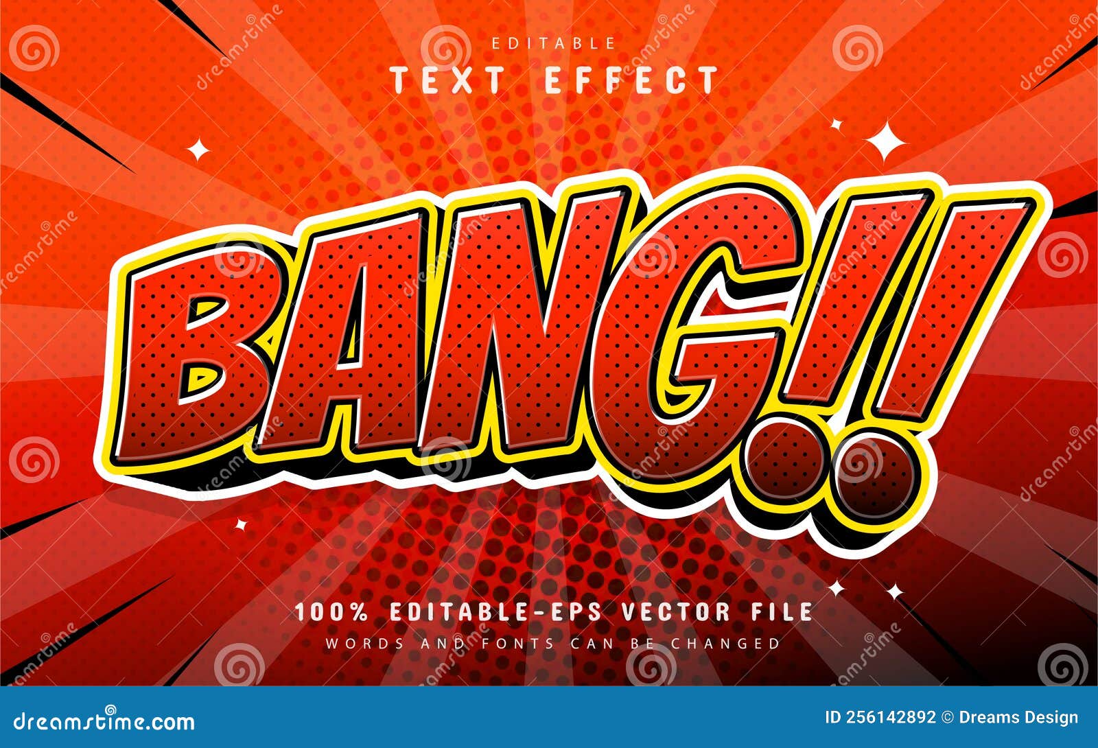 Efecto De Texto De Estilo De Comic De Bang Editable Ilustración del ...