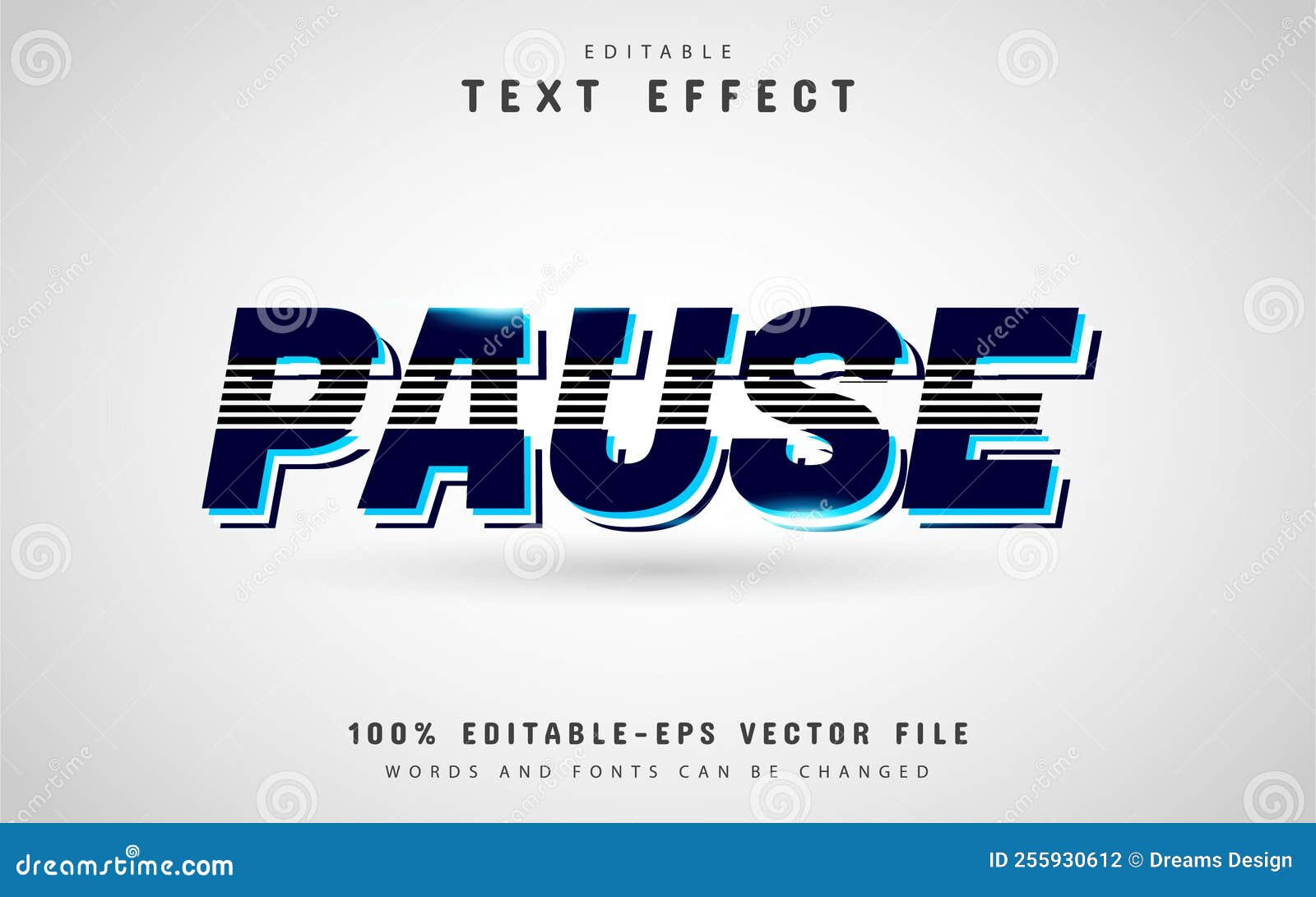 Efecto De Texto De Pausa Moderno Ilustración del Vector - Ilustración ...