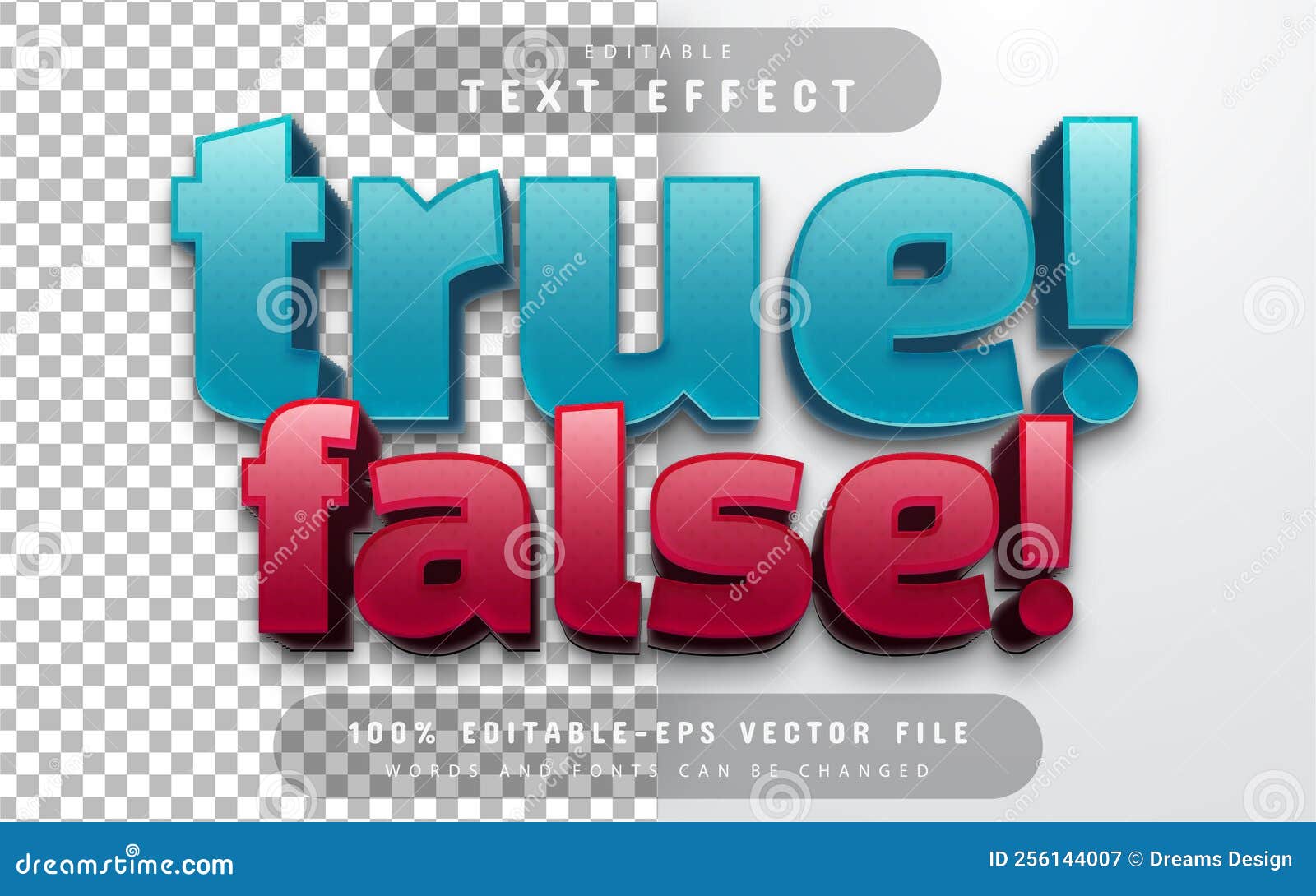 Efecto De Texto Verdadero Y Falso Editable Ilustración del Vector ...