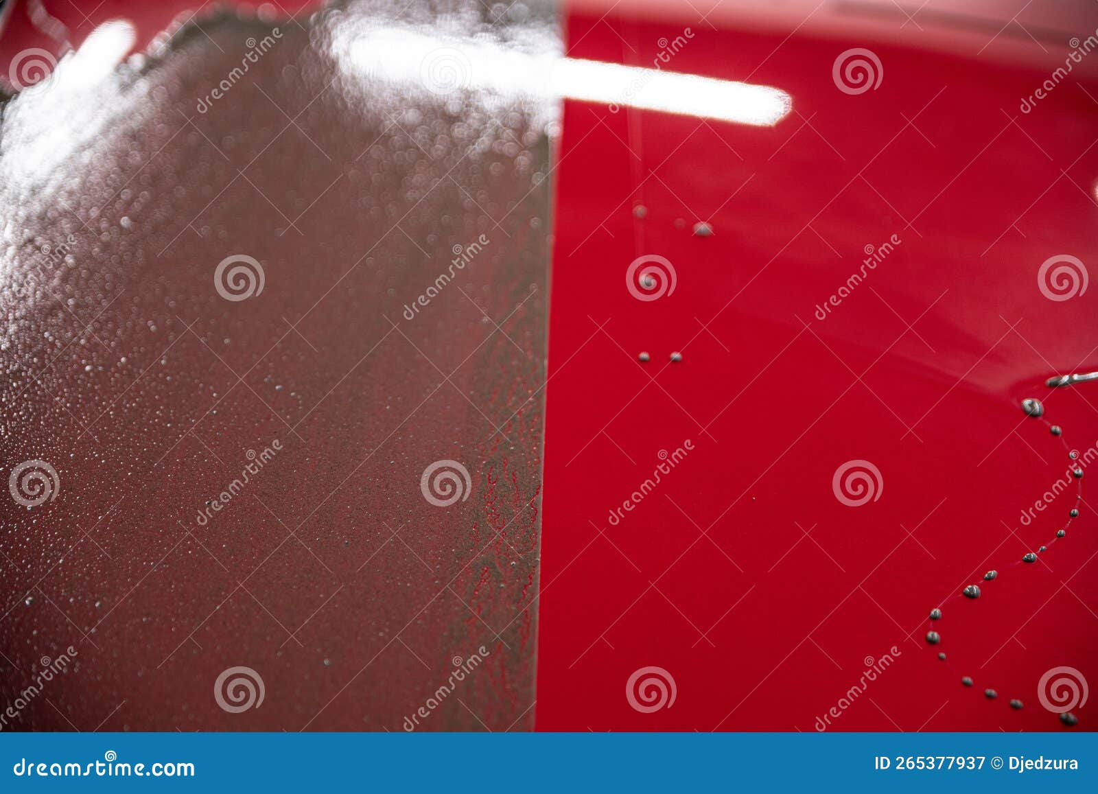 Effect after Applying a Ceramic Coating on a Red Car Stock Image ...