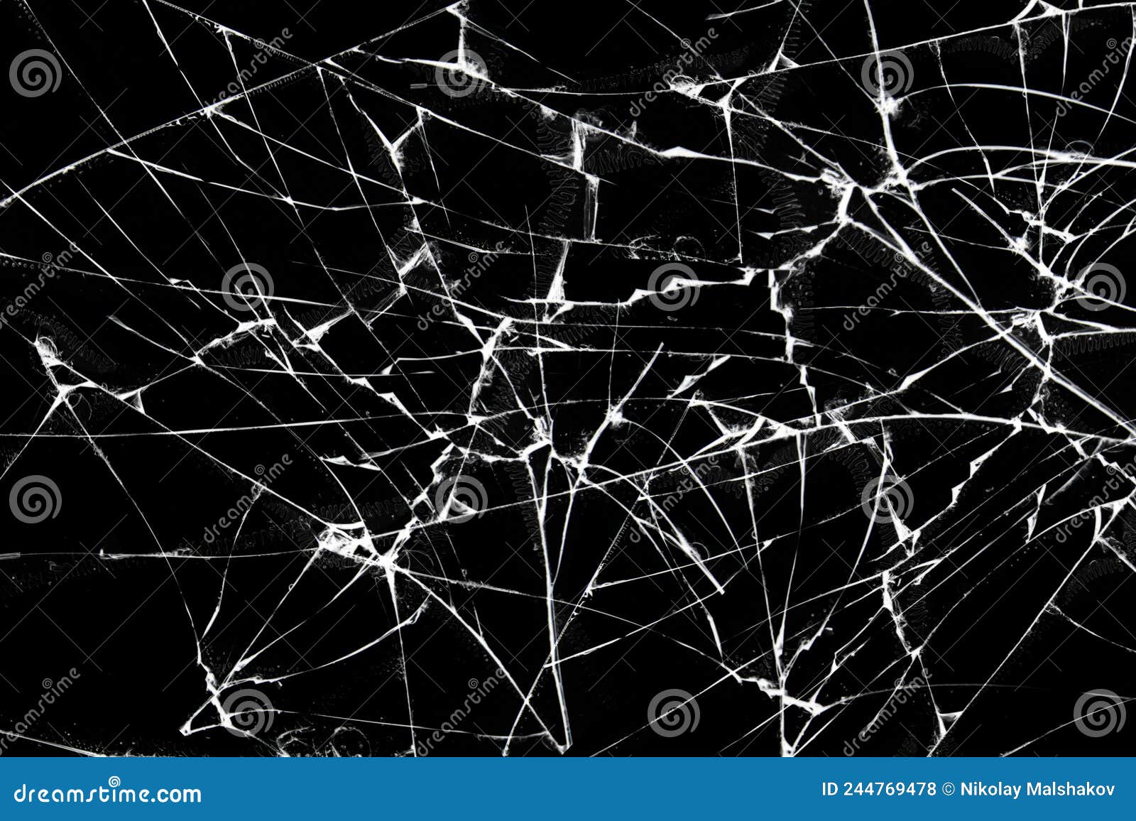 The Effect of Broken Glass Screen Smartphone, Cracked on a Black ...