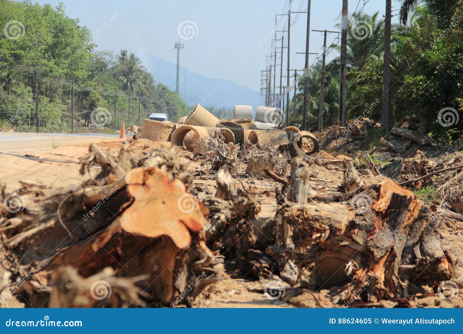 Effect of Environment from Road Construction. Stock Image - Image of ...