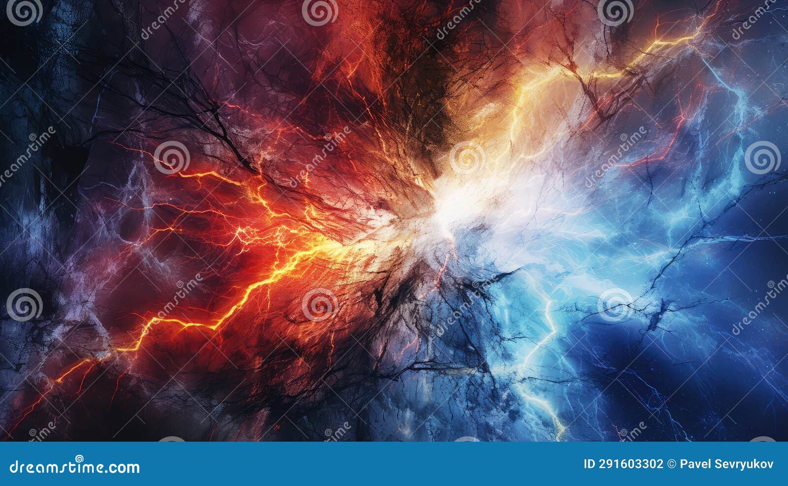 Effect Lightning Collision Powerful Stock Illustration - Illustration ...